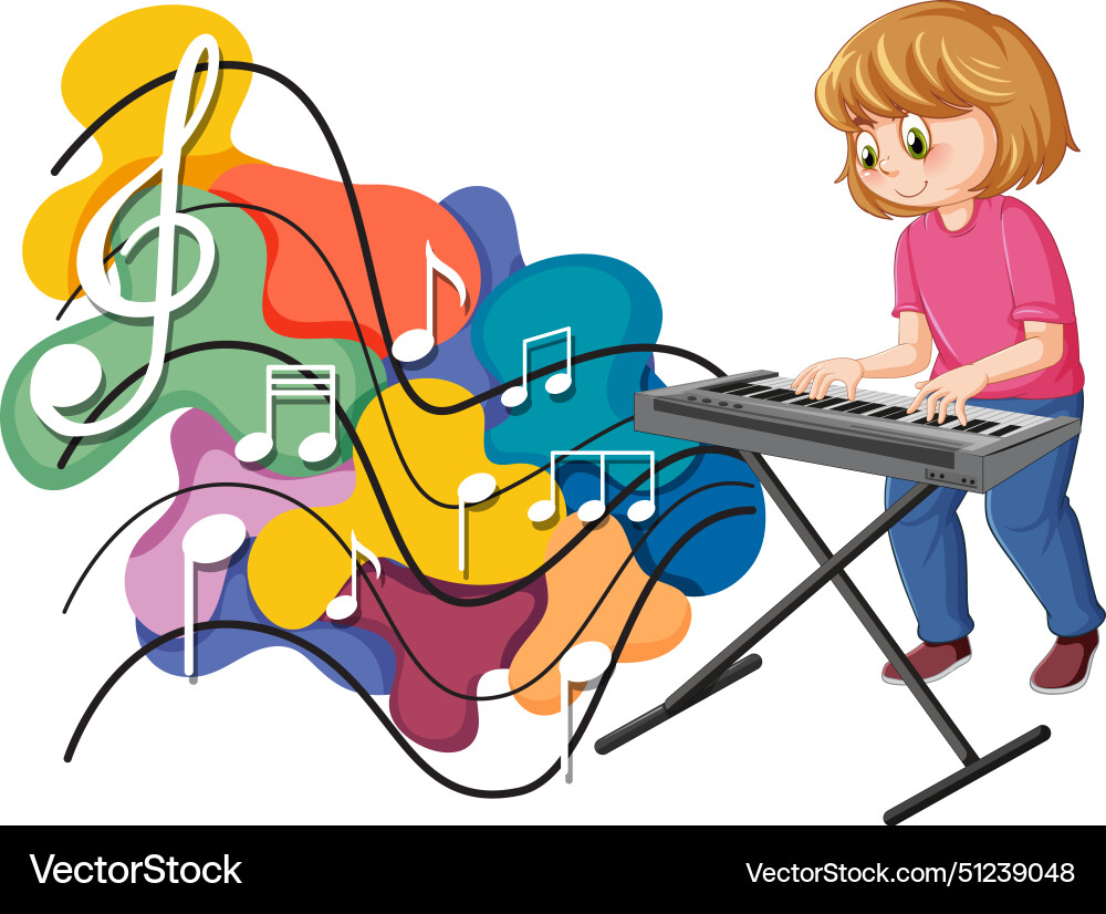 A girl playing an electronic keyboard Royalty Free Vector