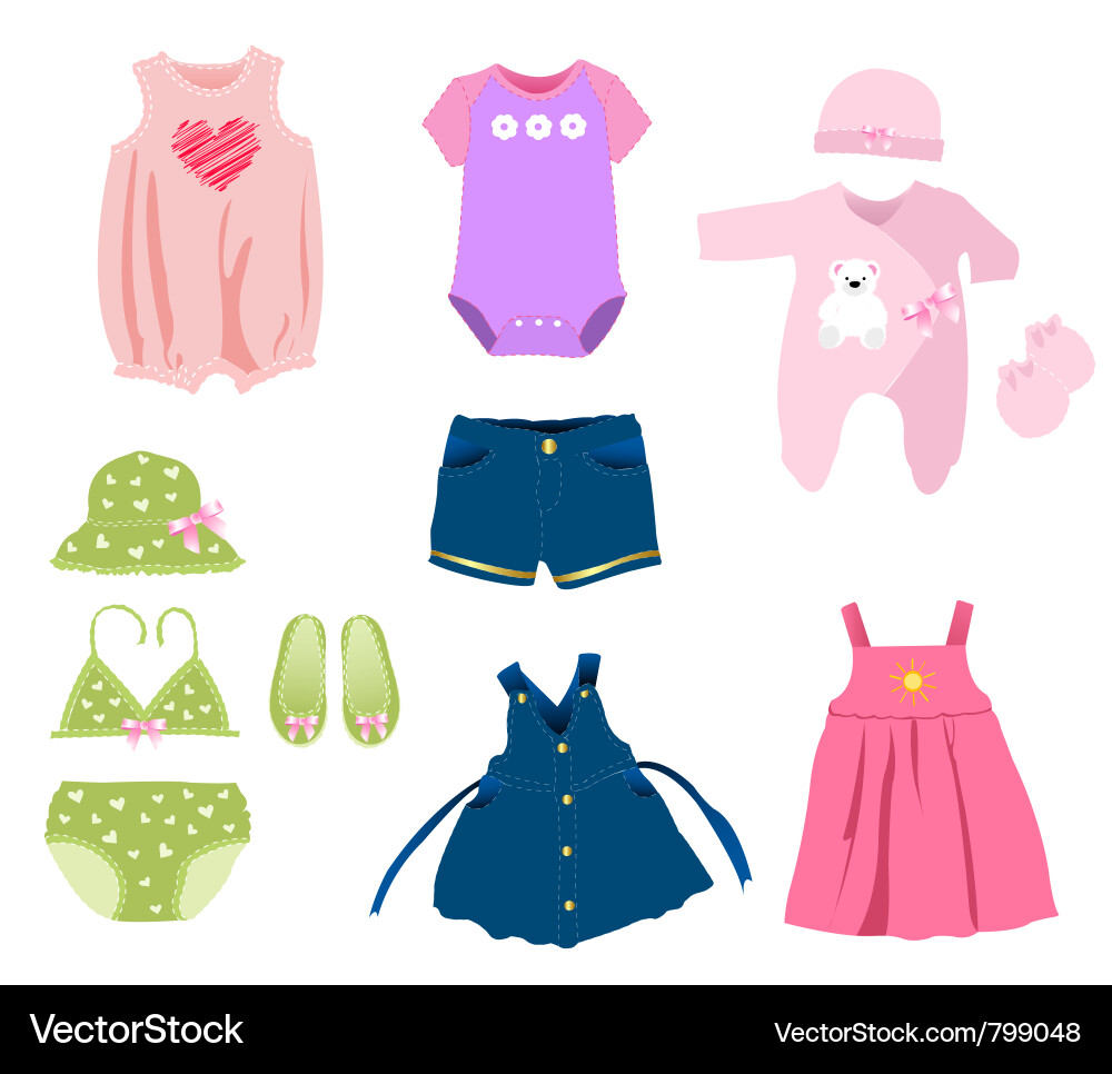 Baby girl elements clothes Royalty Free Vector Image