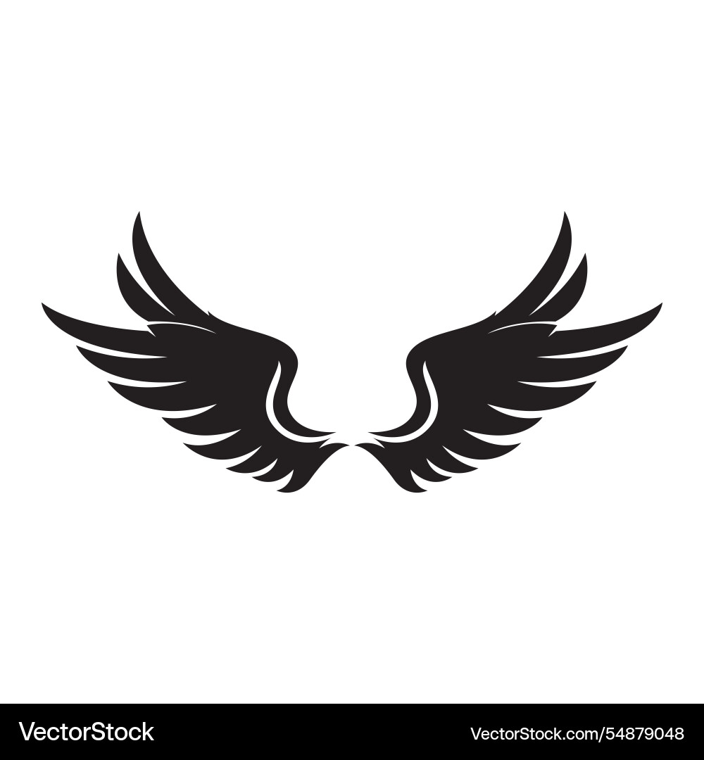Black wings logo spread wide represent freedom Vector Image