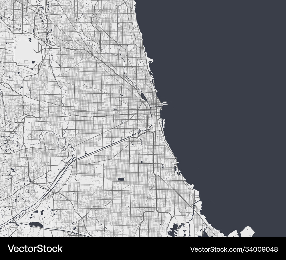 Chicago City Map - Gray Scale Royalty Free Vector Image