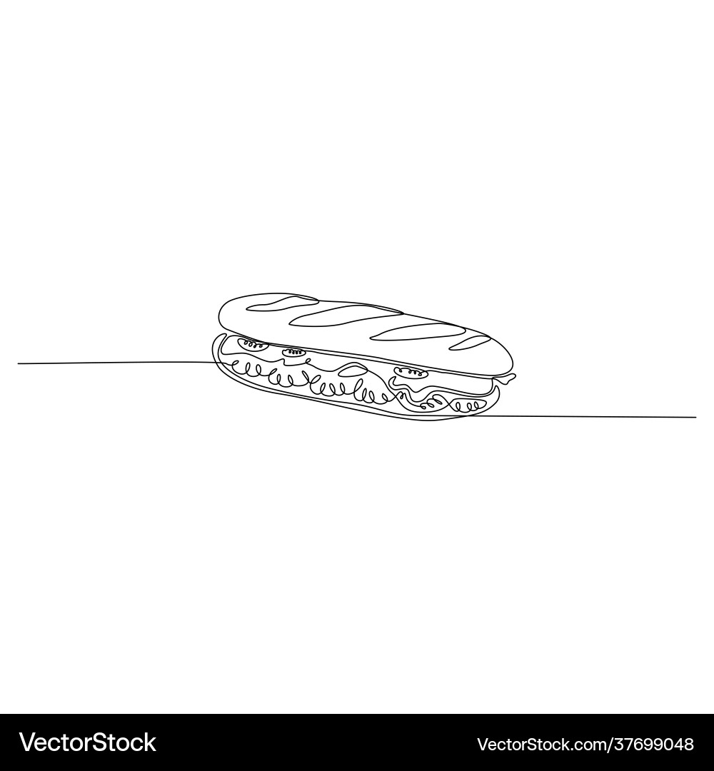 Continuous line drawing sandwich Royalty Free Vector Image