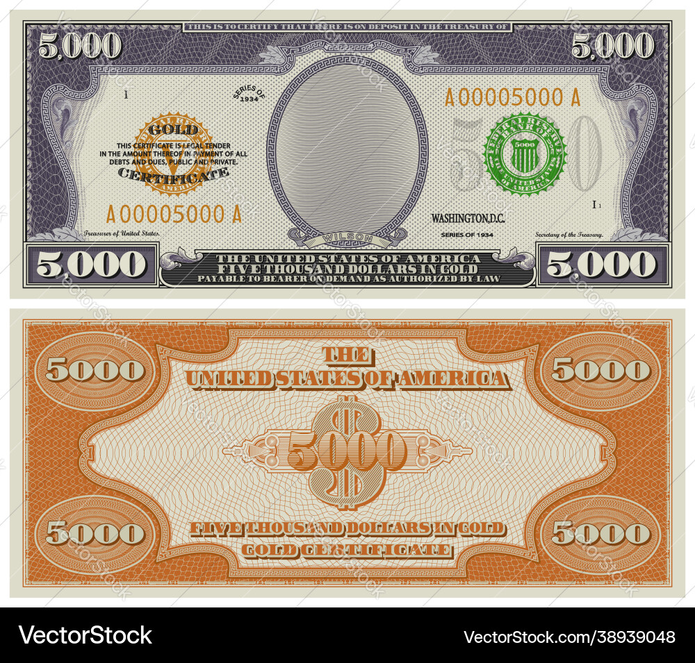 Fictional Gold Certificate Royalty Free Vector Image