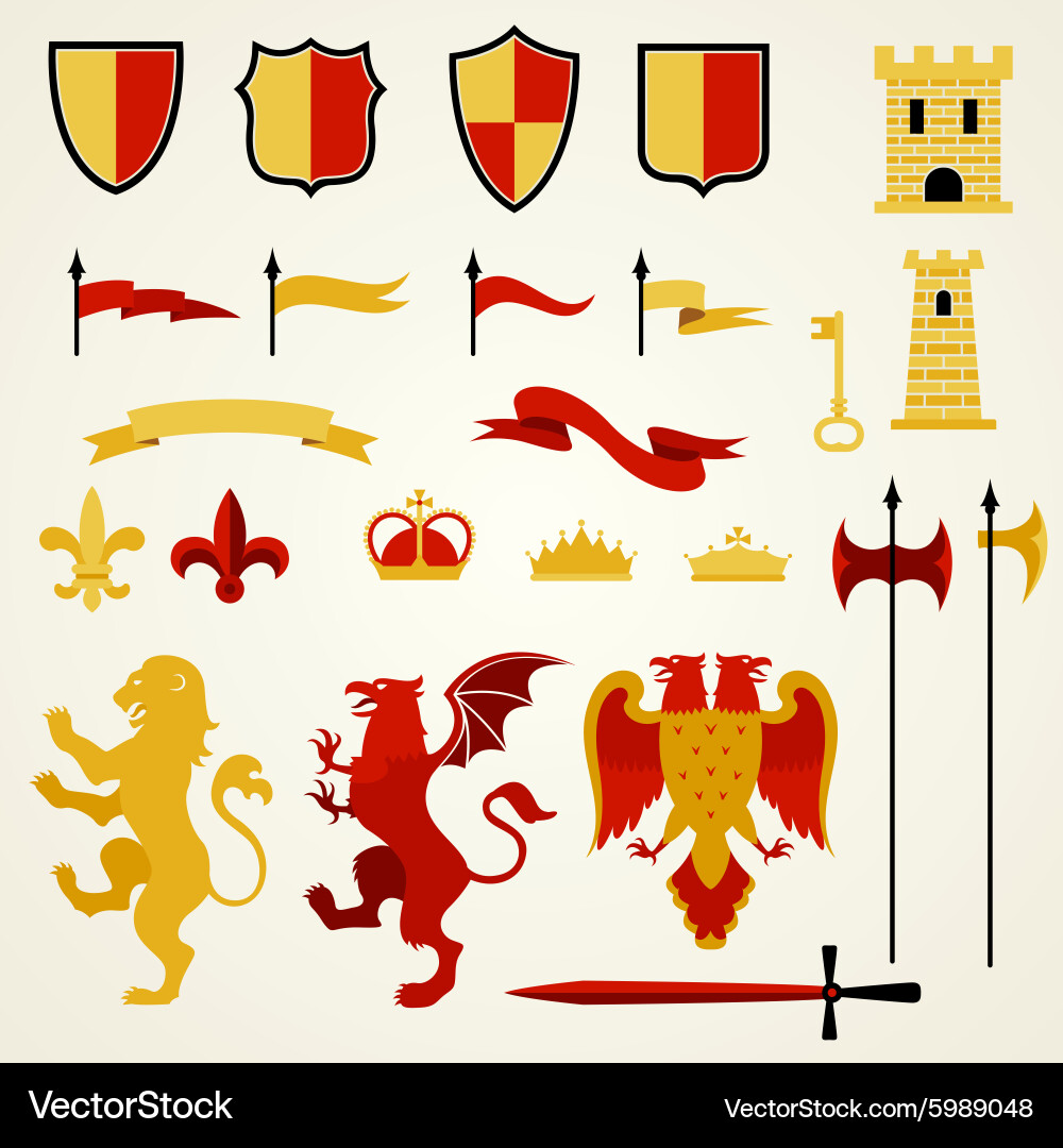 Heraldic elements set Royalty Free Vector Image