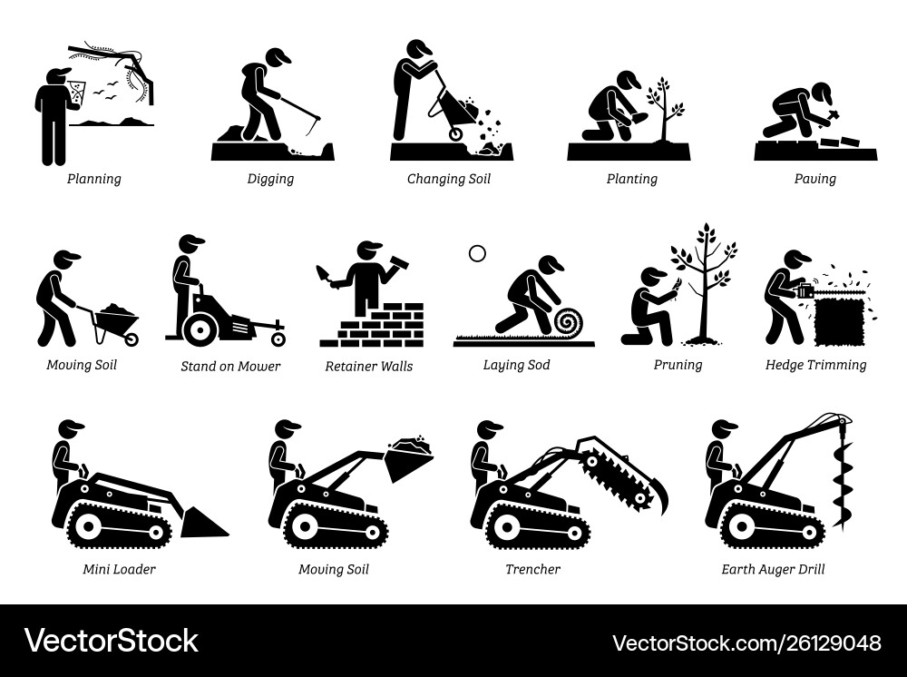 Landscaping & Gardening Icons Royalty Free Vector Image