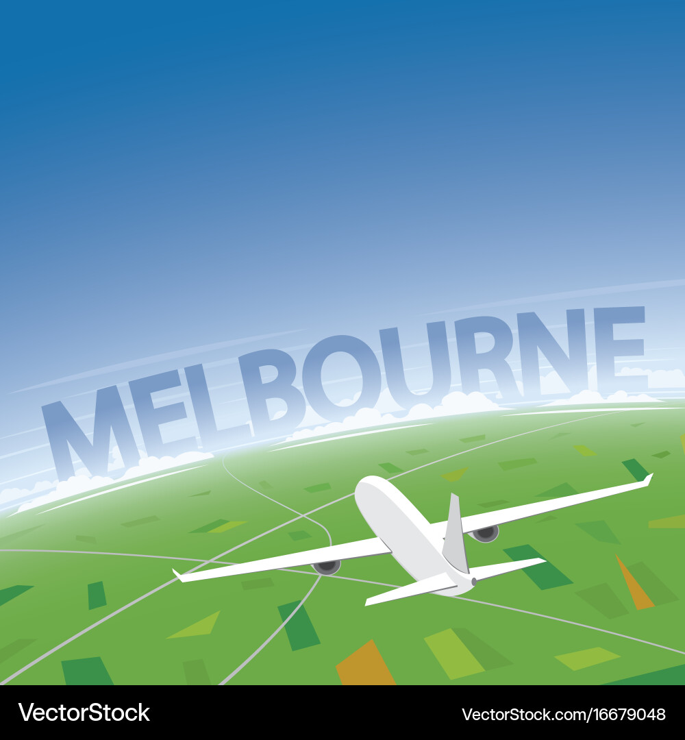 Melbourne flight destination Royalty Free Vector Image
