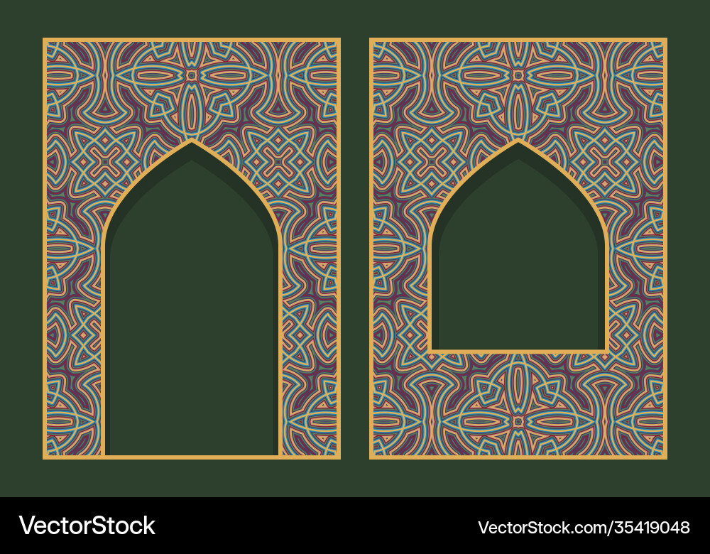 Patterned frames in form oriental door Royalty Free Vector