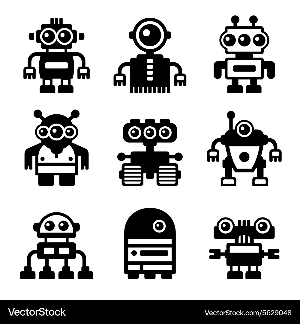 Robot Icon Collection Royalty Free Vector Image