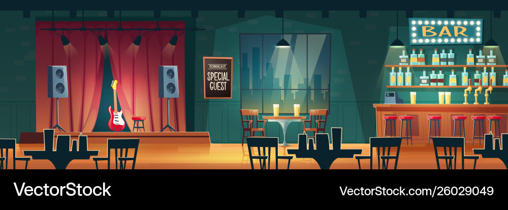 Bar with live music cartoon interior Royalty Free Vector