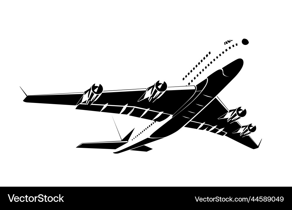 Commercial jet plane airliner flying overhead Vector Image