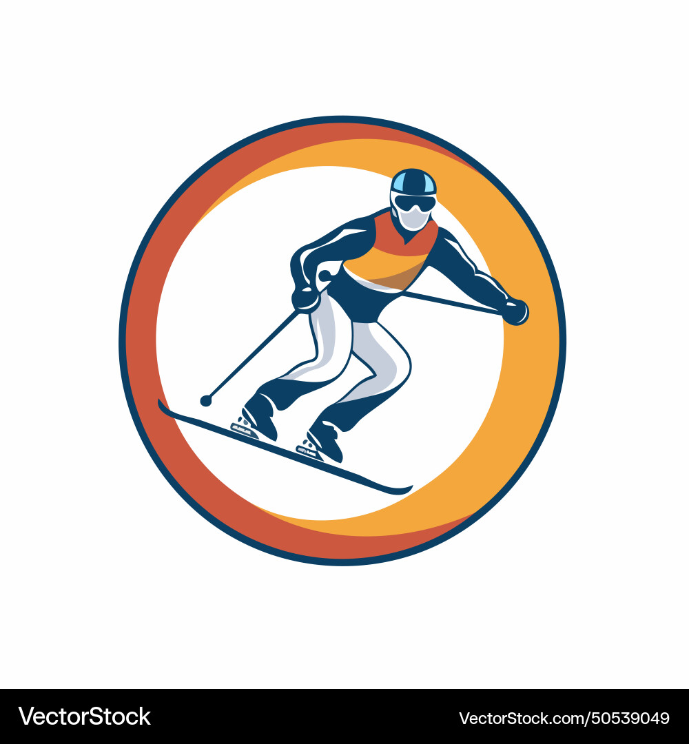 Cross-country skiing logo of skier Royalty Free Vector Image