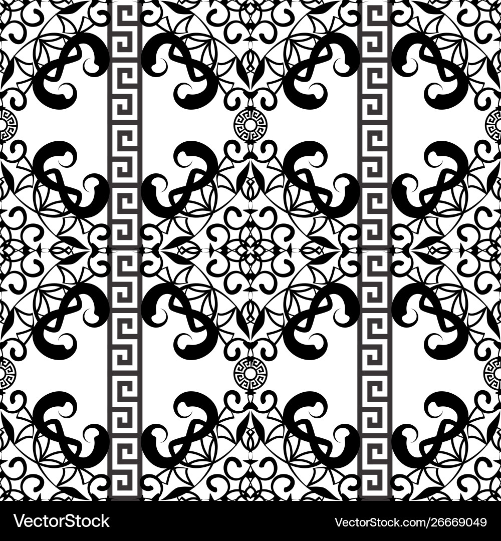 Damask black and white vintage seamless pattern Vector Image