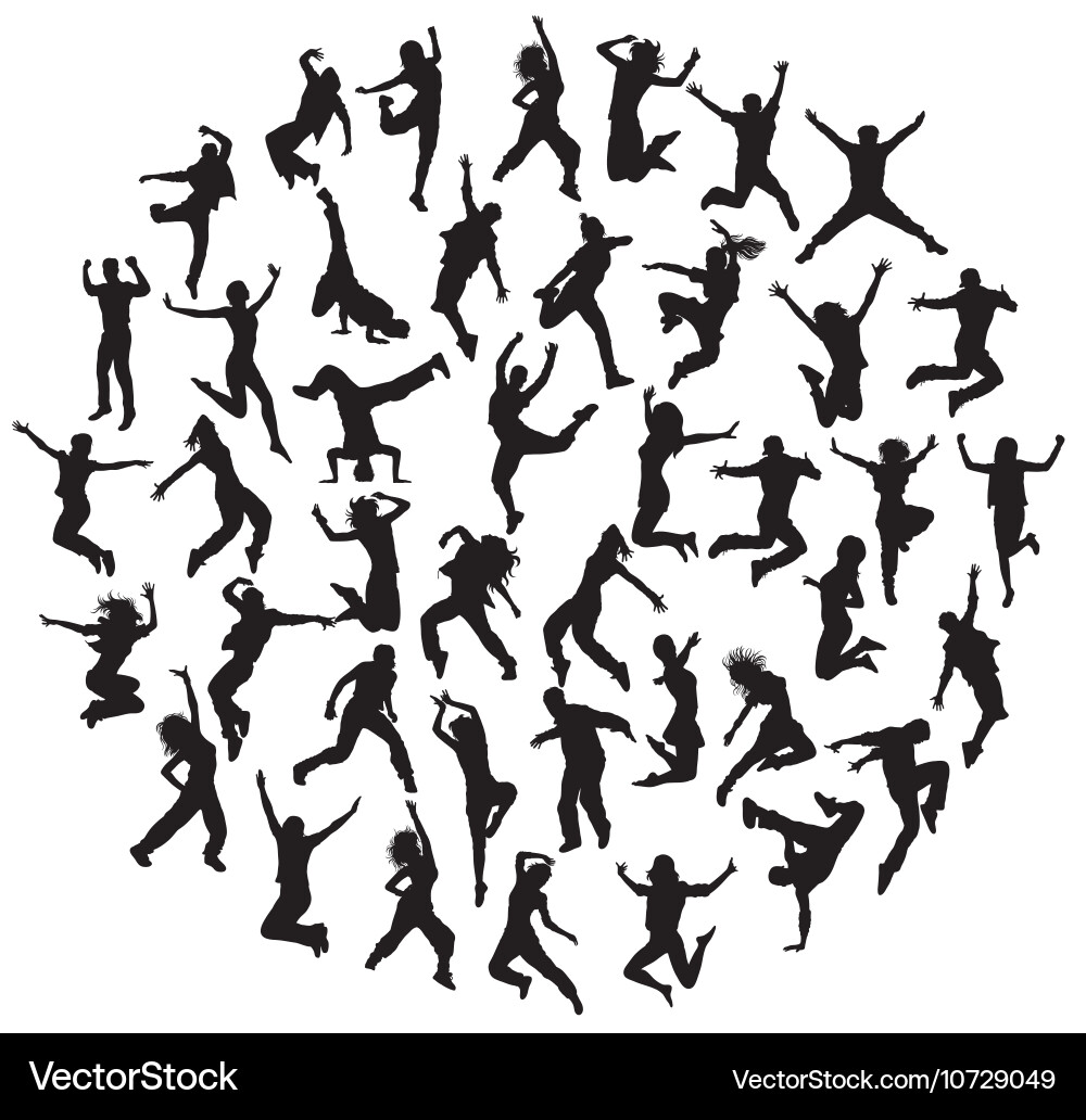 Dynamic Jumping Silhouettes Royalty Free Vector Image