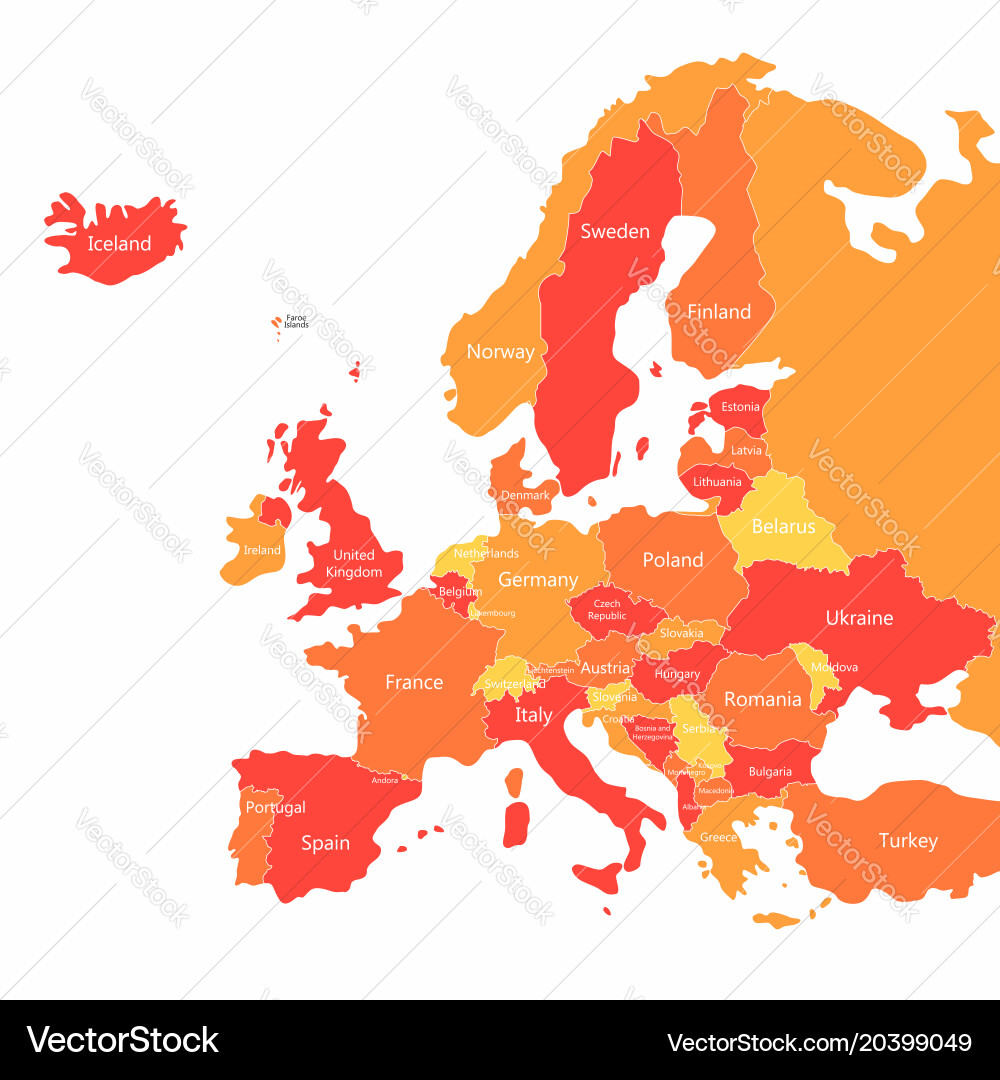 Europe map with countries borders abstract red Vector Image