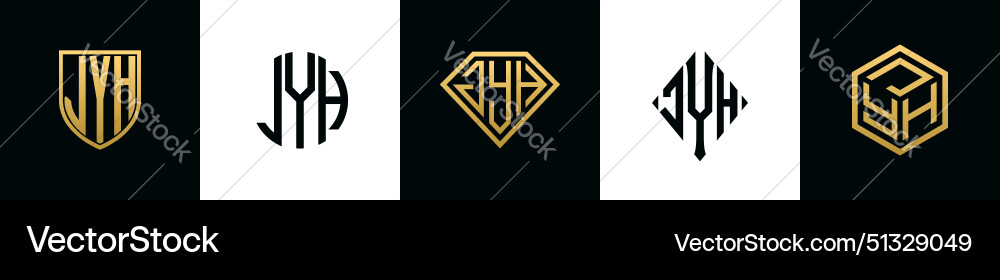 Initial letters jyh logo designs bundle Royalty Free Vector