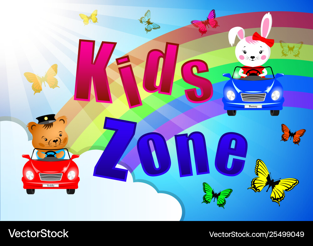 Kids zone banner poster Royalty Free Vector Image