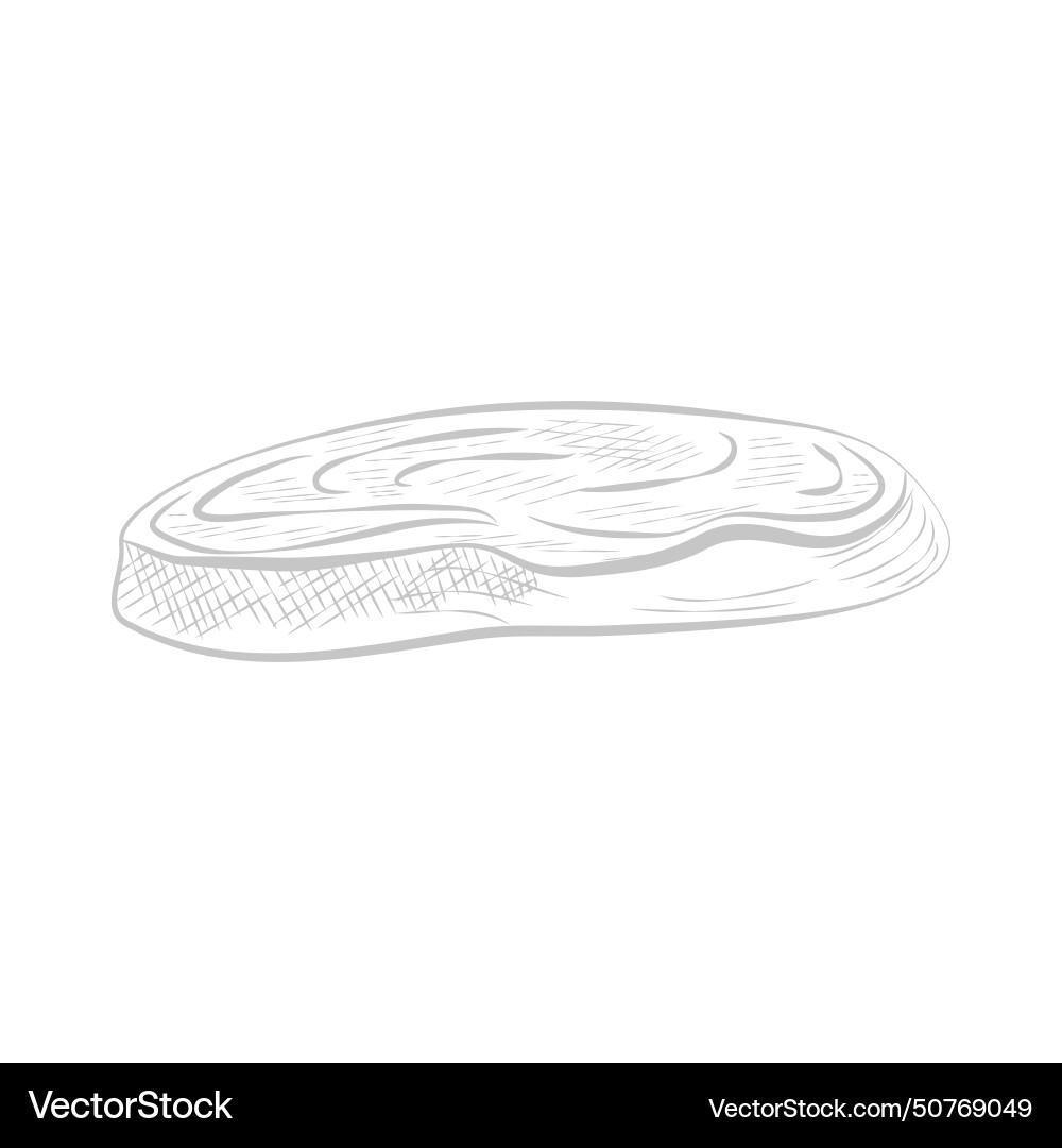 Meat round steak line sketch beef or veal circle Vector Image