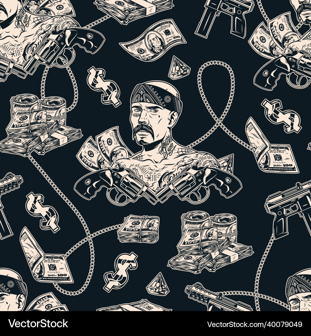 Money monochrome vintage seamless pattern Vector Image