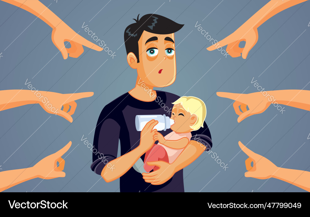 People blaming and shaming single dad cartoon Vector Image