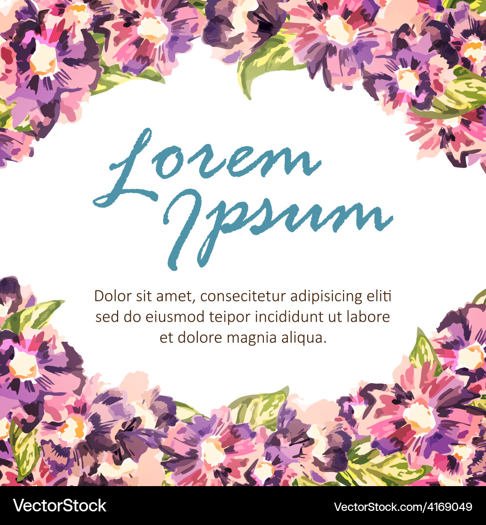 Watercolor flower frame Royalty Free Vector Image