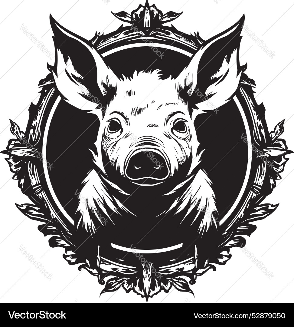 Abstract black hog geometric pig face icon Vector Image