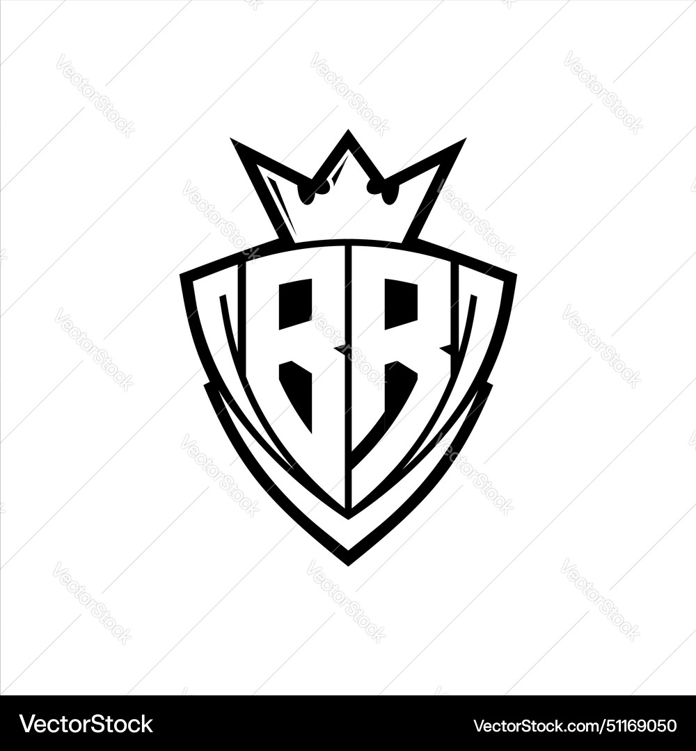 Br letter logo with sharp triangle shield shape Vector Image