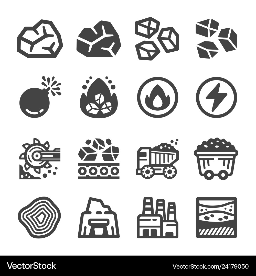 Coal icon set Royalty Free Vector Image - VectorStock