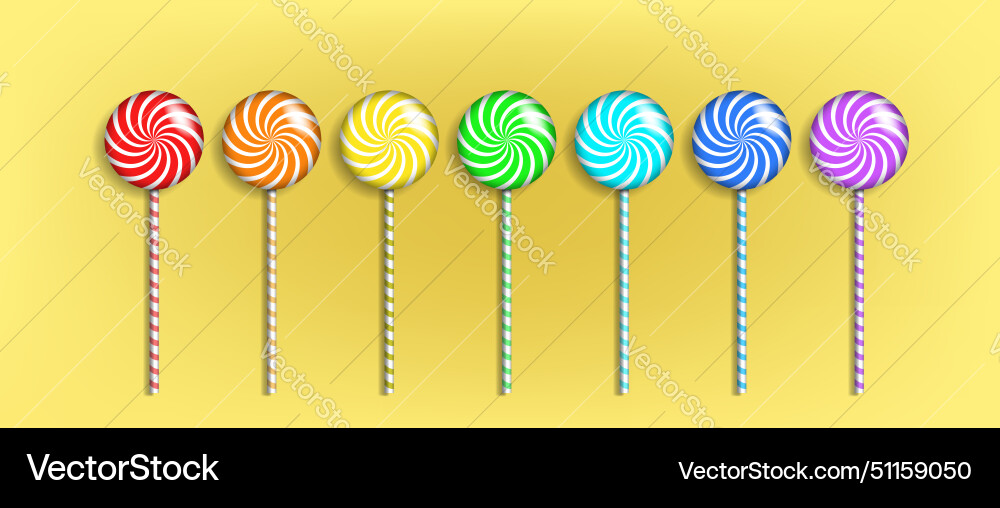 Colored candy poster 3d rainbow round swirl Vector Image