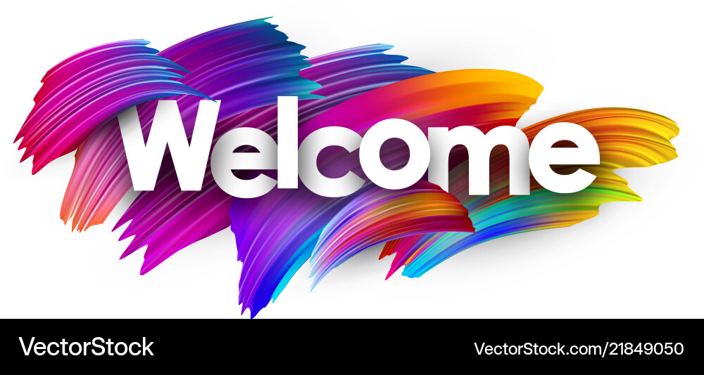 Colorful Brush Stroke Welcome Poster Royalty Free Vector