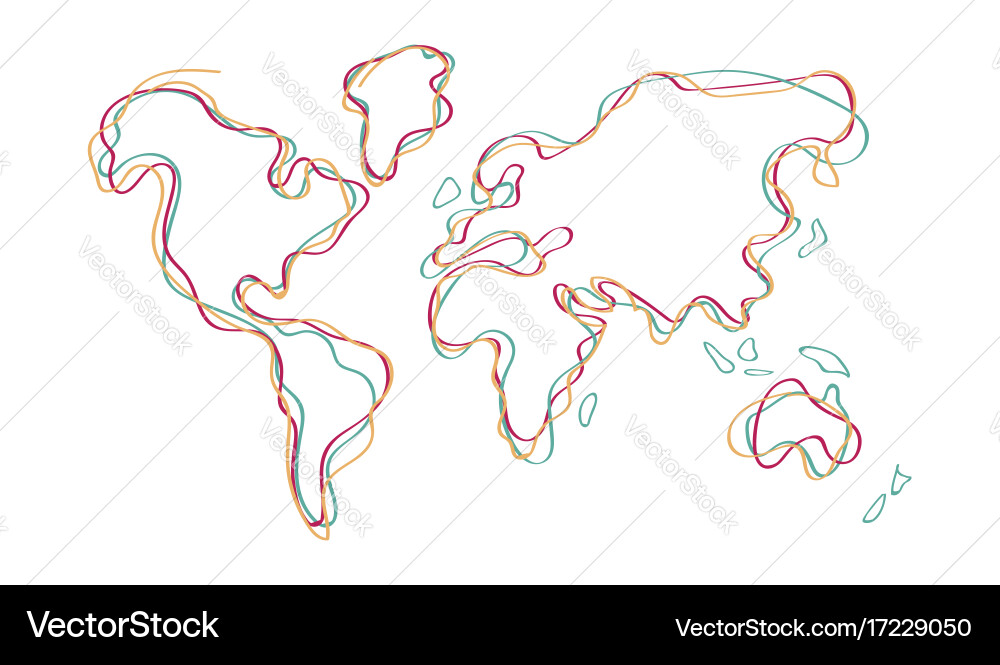 Colorful World Map Doodle Royalty Free Vector Image