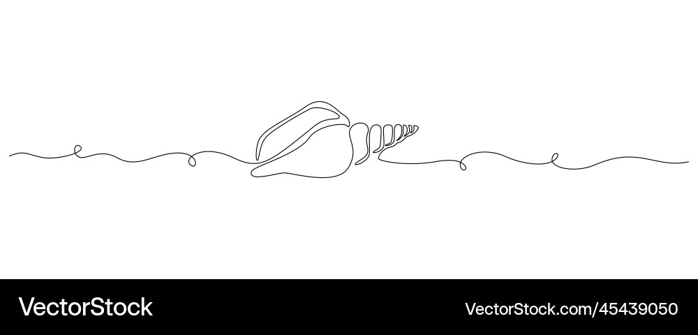 Continuous one line drawing of conch snail shell Vector Image