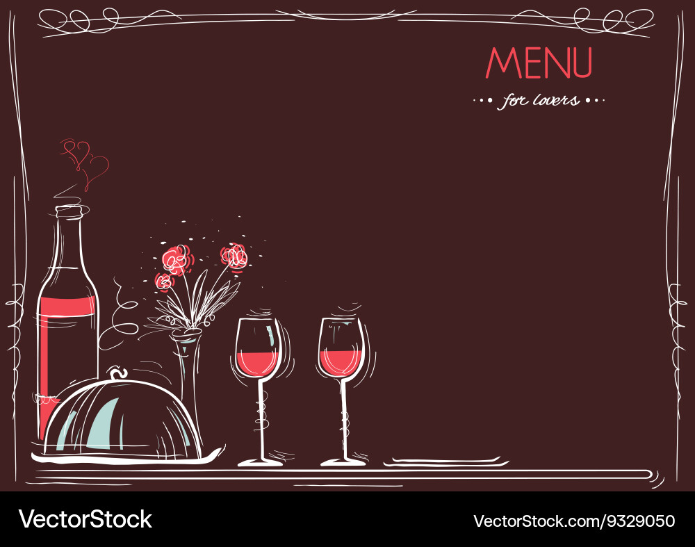 Menu card for loverslove romantic dinner Vector Image