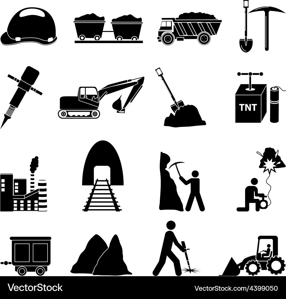 Mining construction icons set Royalty Free Vector Image