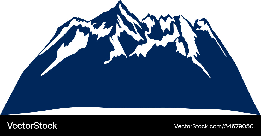 Mountain range with snow-capped peaks on white Vector Image