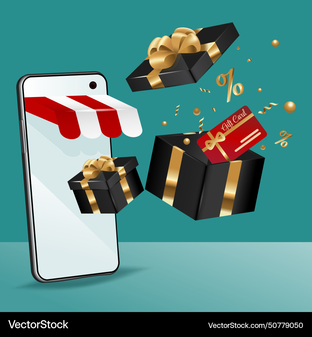 Online shop gift box surprise Royalty Free Vector Image