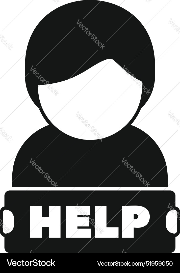 Person holding sign asking for help icon Vector Image