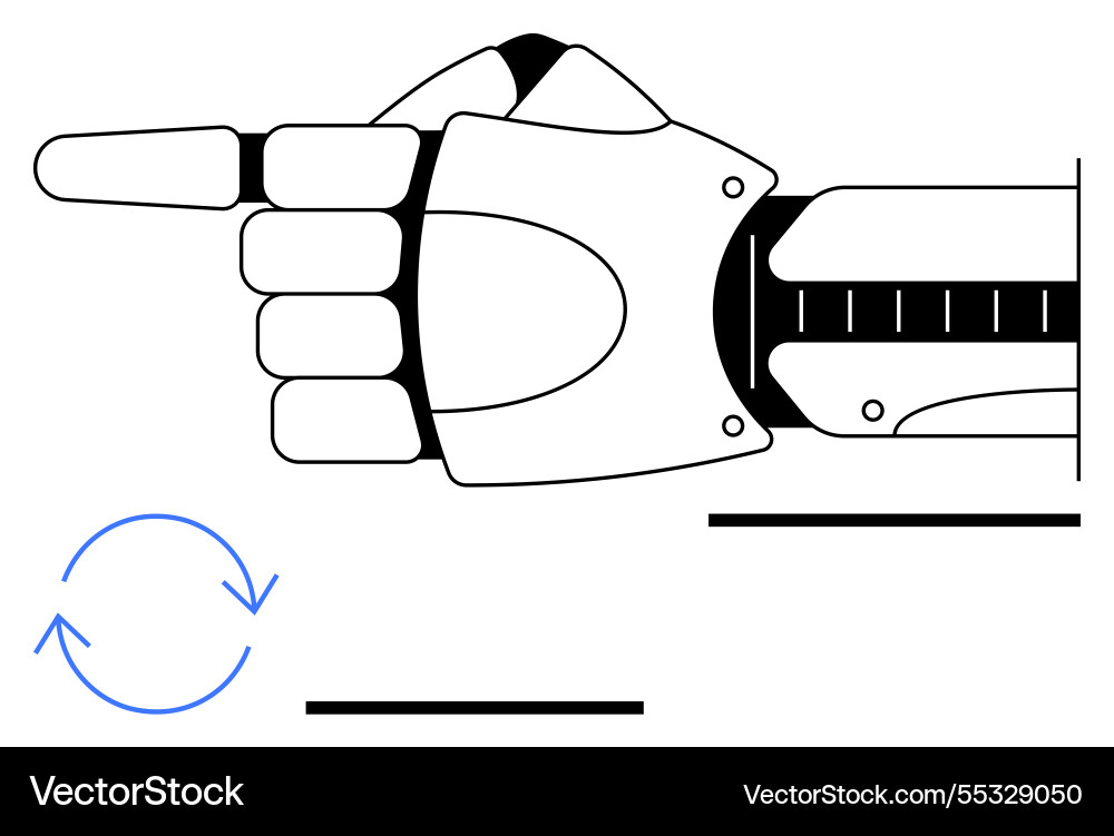 Robotic arm pointing forward with futuristic Vector Image