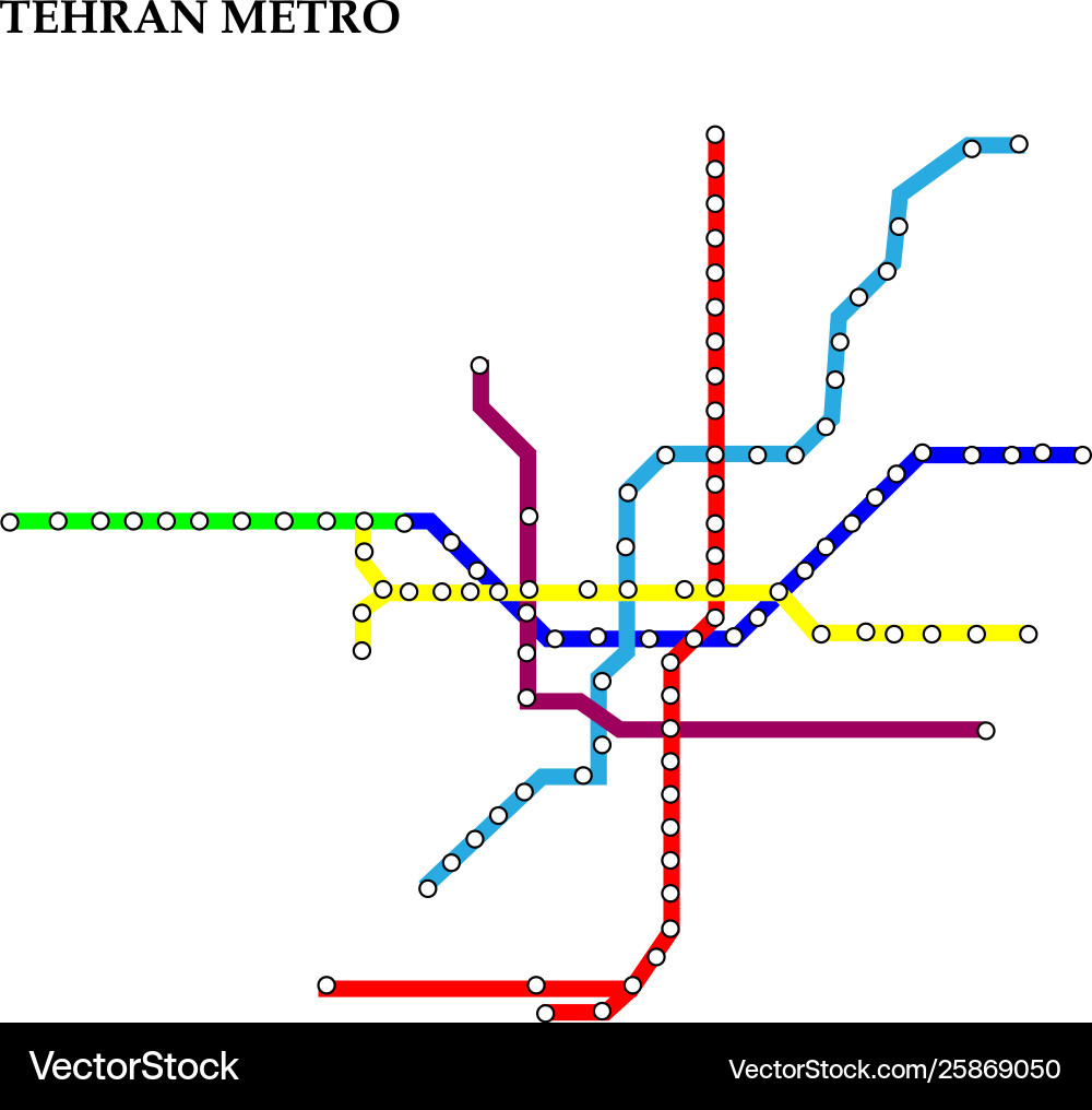 Tehran Metro Map Royalty Free Vector Image - VectorStock