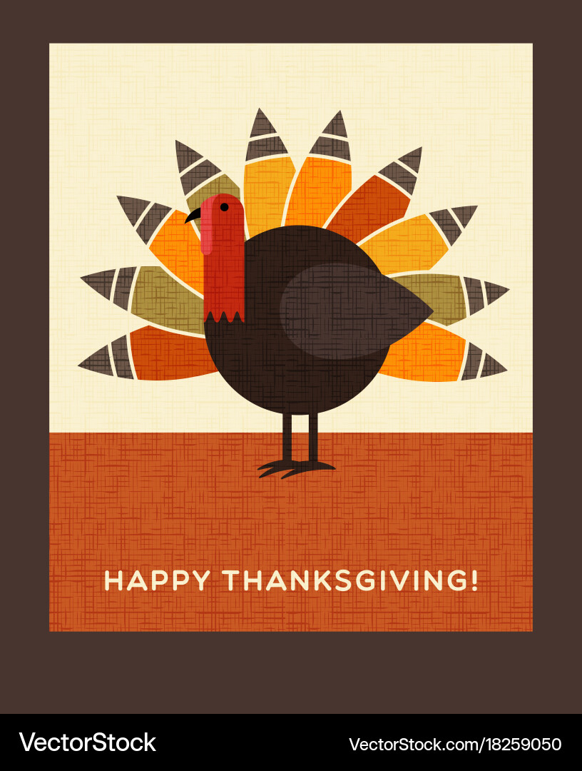 Thanksgiving Turkey Card Royalty Free Vector Image