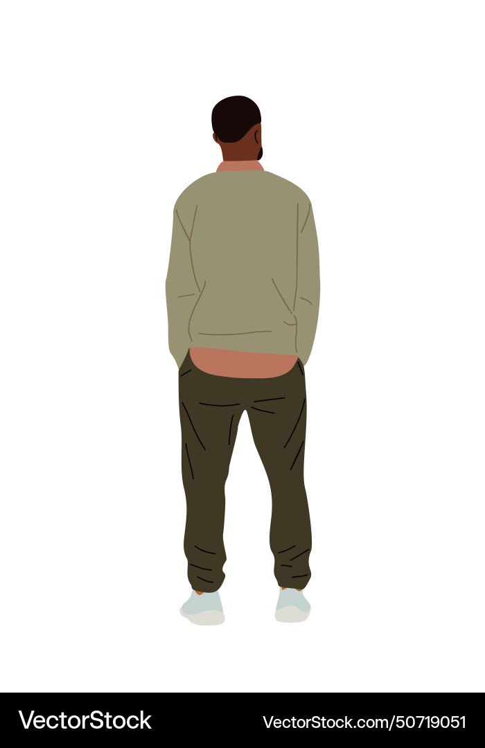 Black man standing full length rear view Vector Image