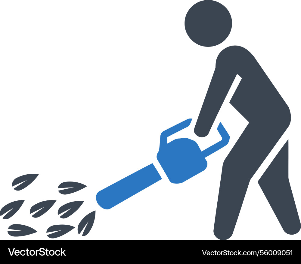 Blowing leaves with blower icon Royalty Free Vector Image