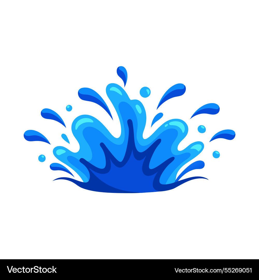 Blue water splashes isolated flat on white Vector Image