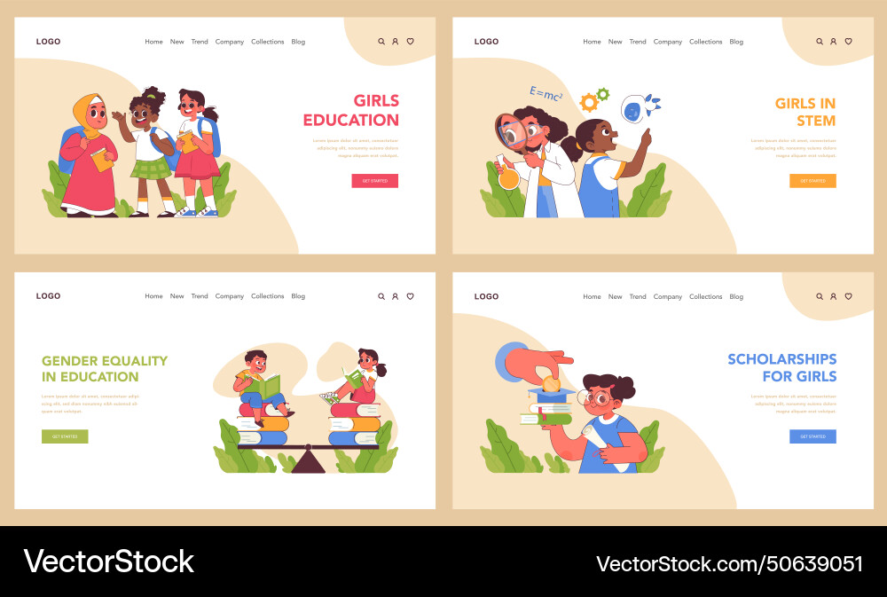 Empowering girls set flat Royalty Free Vector Image