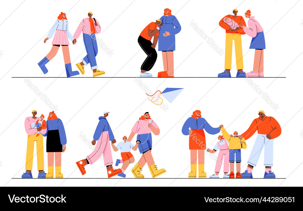 Family life cycle flat Royalty Free Vector Image
