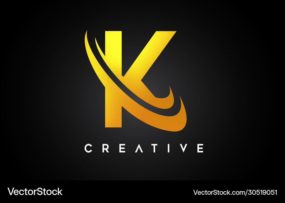 Golden letter k logo design Royalty Free Vector Image