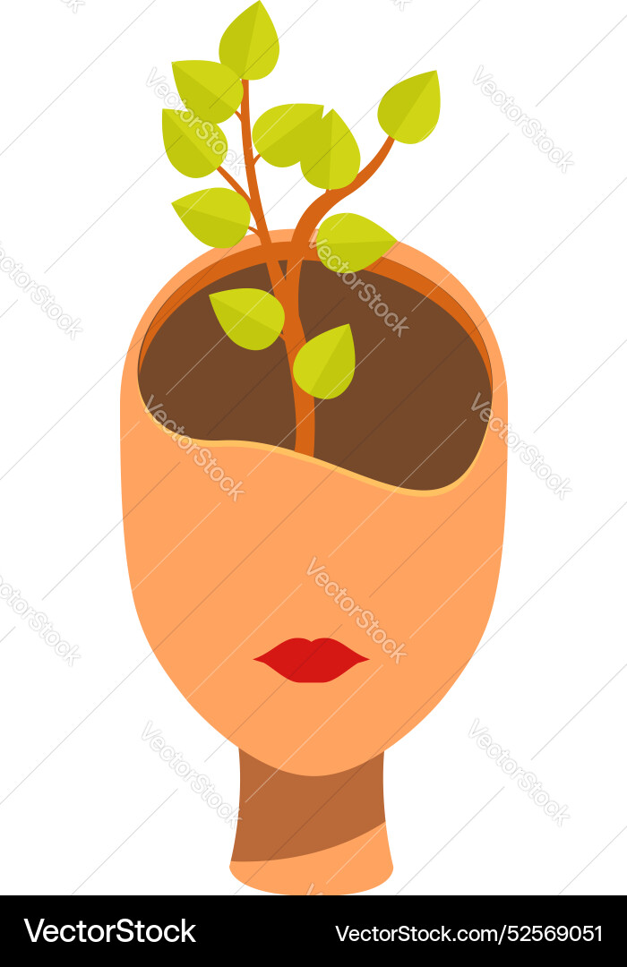 Human head with growing plant symbolizing personal