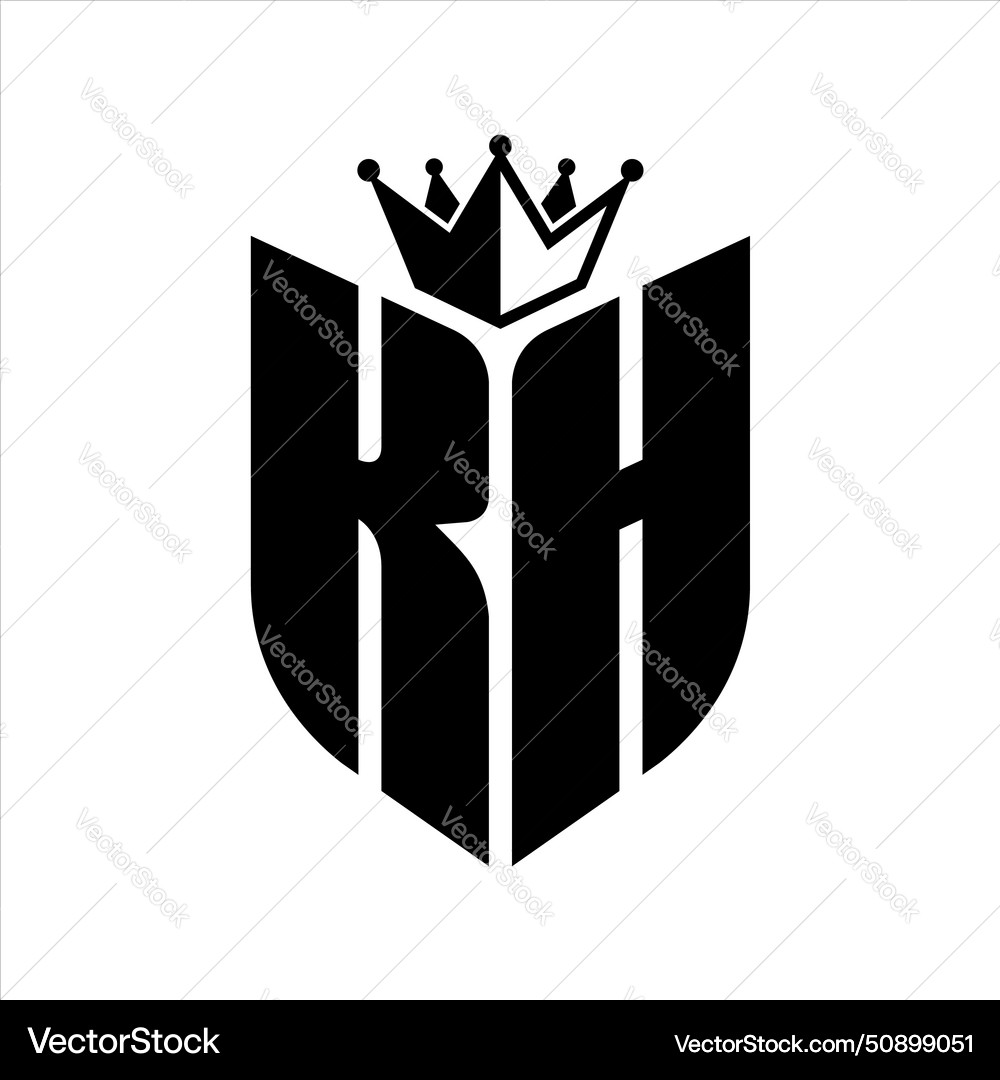 Kh letter monogram with shield shape crown Vector Image