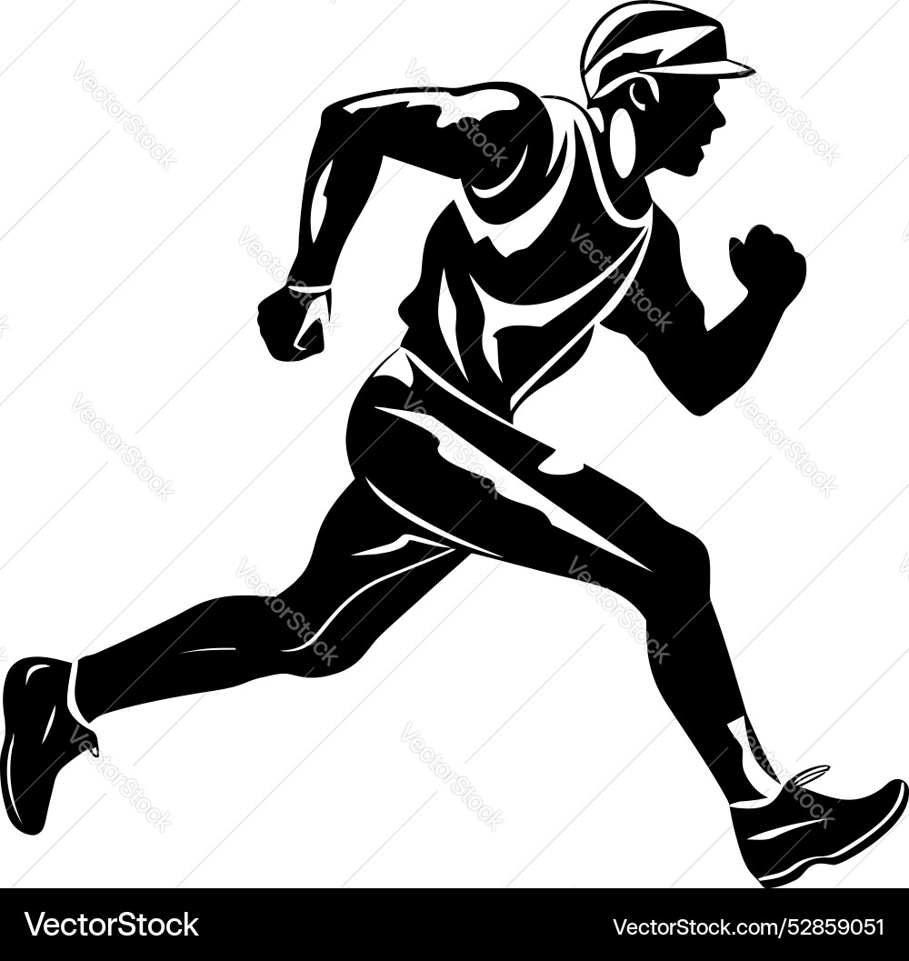 Marathon momentum runner side view emblem speed Vector Image
