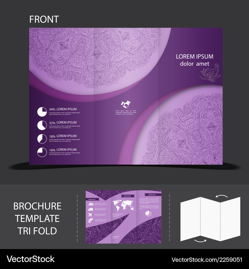 Purple brochure template Royalty Free Vector Image