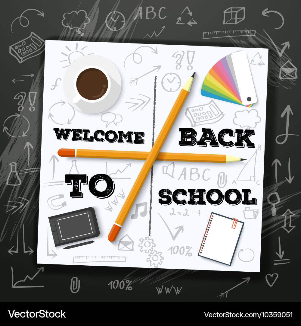 Welcome back to school mockup white Royalty Free Vector
