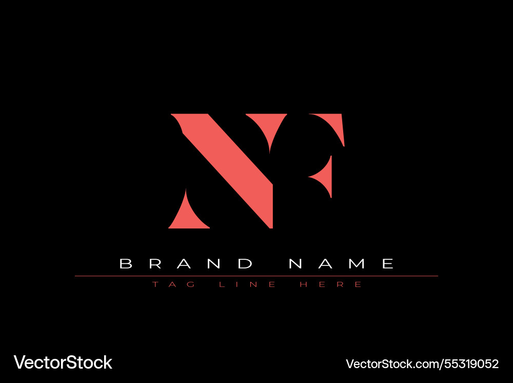Abstract letter nf minimal logo design template Vector Image